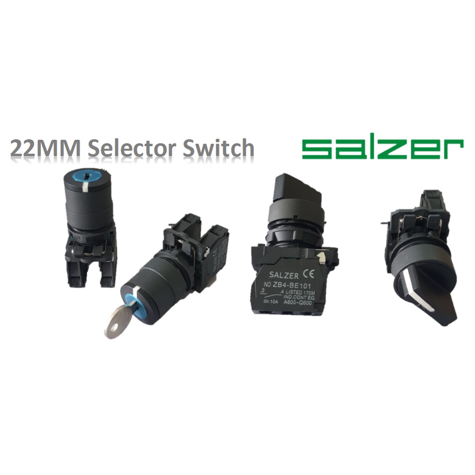 SALZER 22MM Selector Switch off/on, on/off/on without key and with key ...