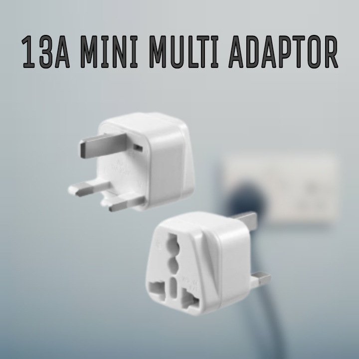13A 3 Pin Multi Adaptor Plug Universal Socket Converter Travel (2 Pin ...