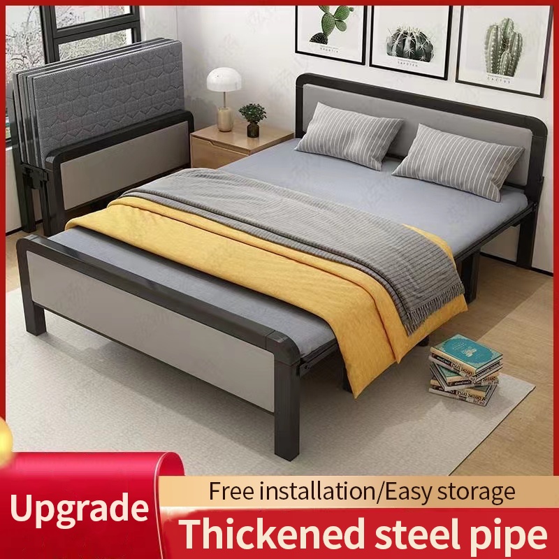 Foldable Bed Frame With Backrest Queen/Single Katil Lipat Room/Office ...