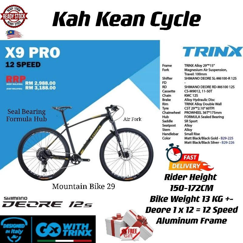 Trinx Bike - X9 Pro - Italy - Mtb 29 - Shimano Deore 12 Speed | Shopee ...