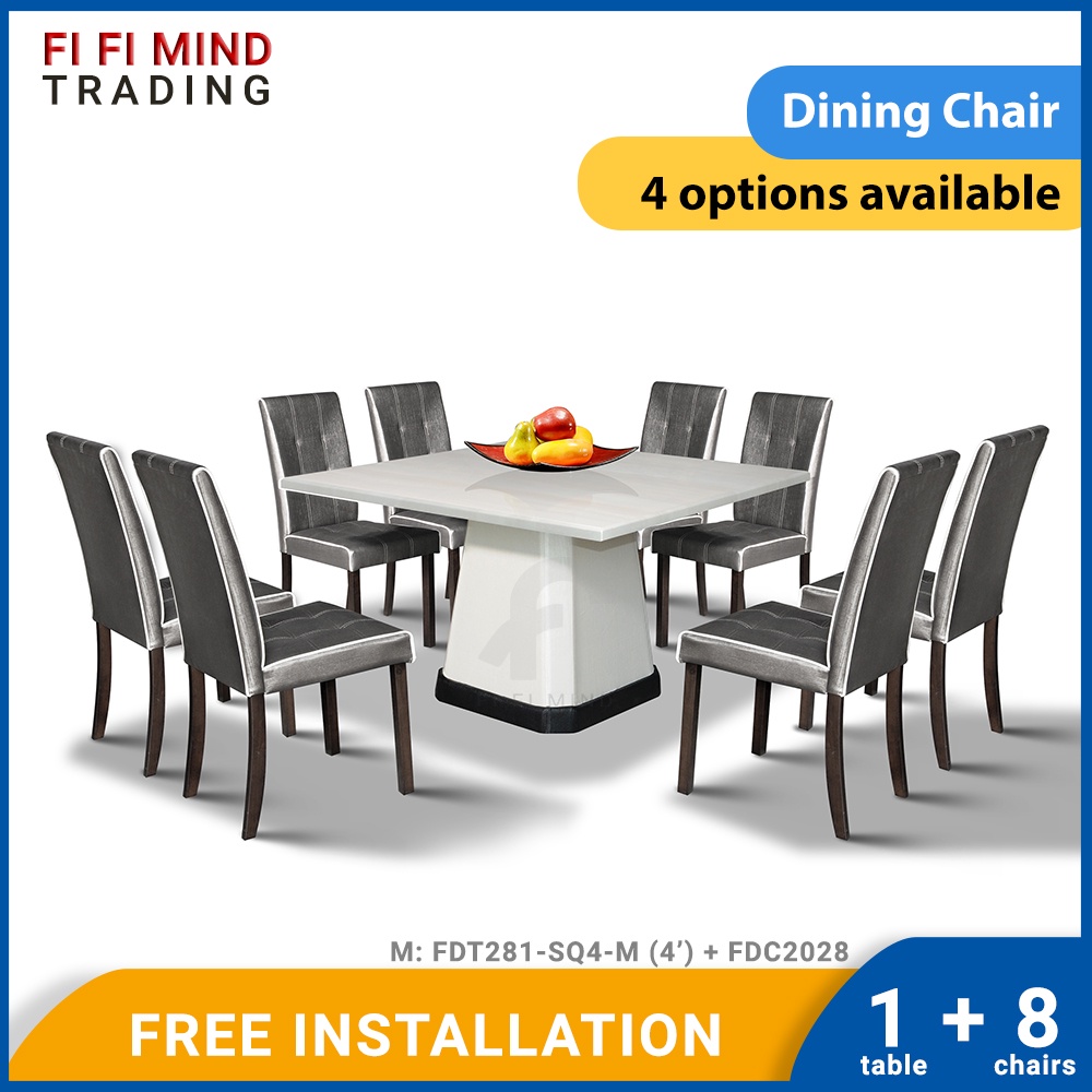 Choshe 1+8 Square Marble Dining Set/ Marble Dining Table/ Meja Makan 6 ...
