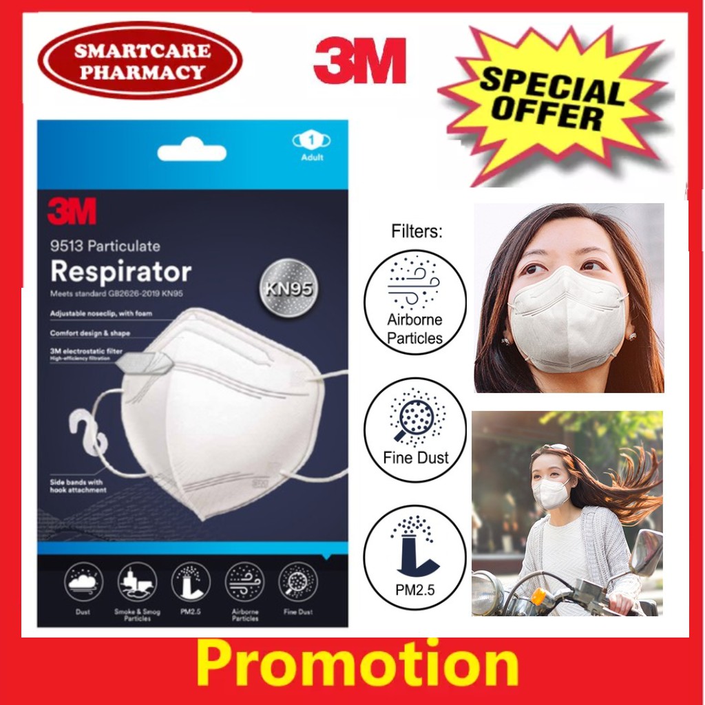 3M KN95 Respirator 9513 Face Mask 1piece N95 | Shopee Malaysia