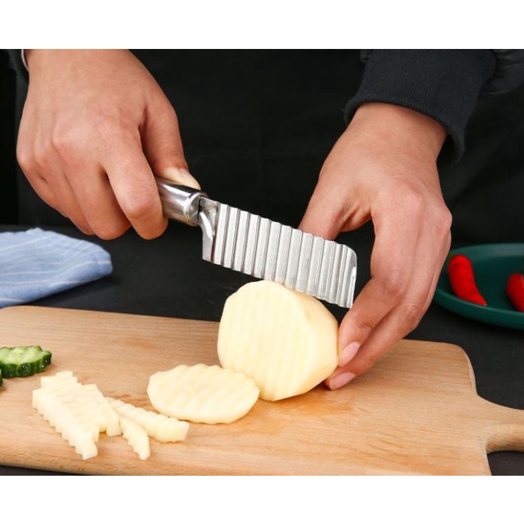 Ready Stock!!! Stainless Steel Wavy Knife Jelly Cutter Potato Knife ...