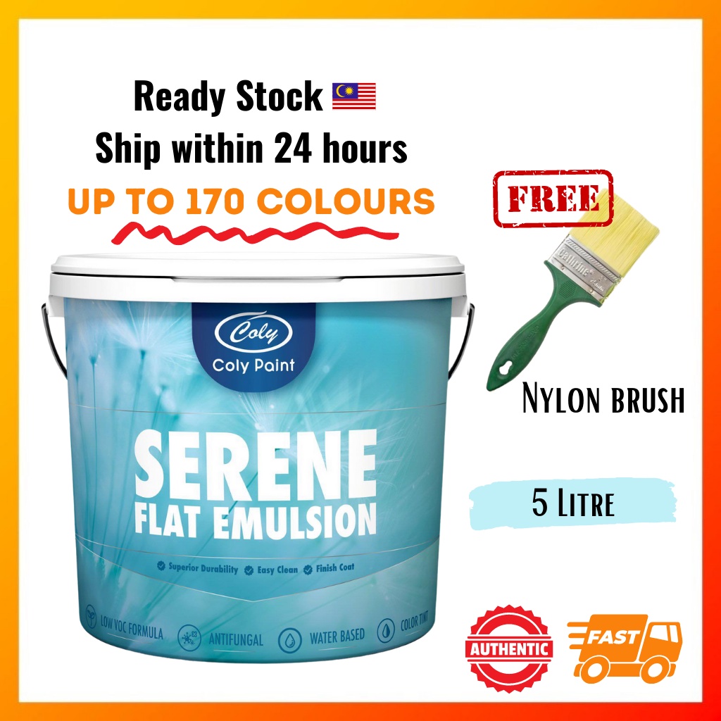 5L Coly Paint Serene Flat Emulsion Water Based Interior Exterior Wall ...