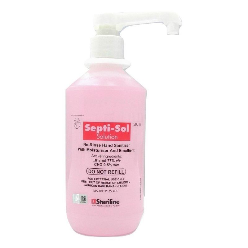 Septi-Sol 500ml (No Rinse Hand Sanitizer with Moisturizer, 77% Alcohol ...