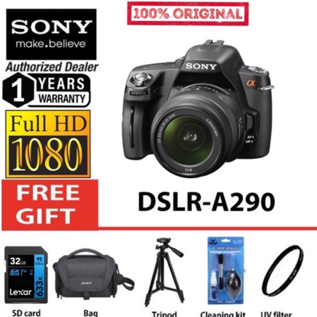 Sony DSLR A290 18-55mm 14.2mp steady shot images stabilizer original ...