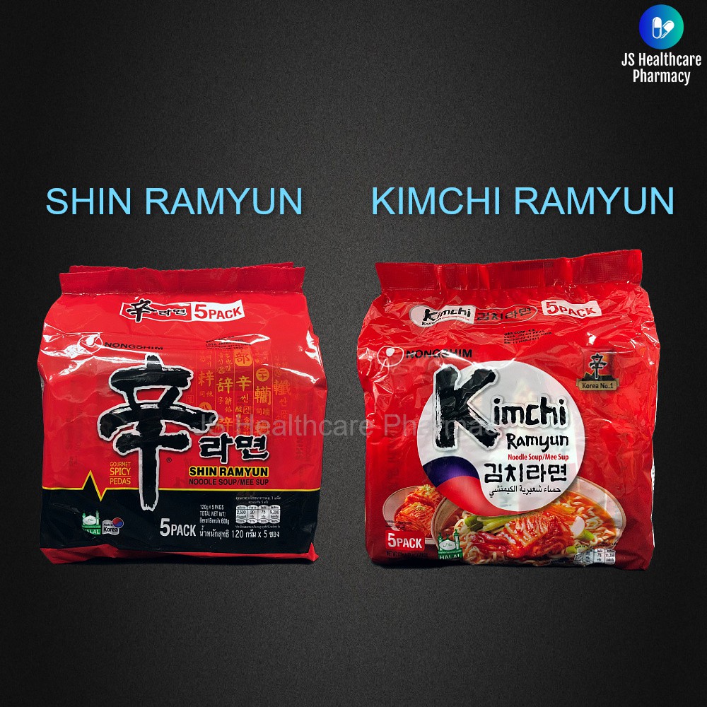 Nong Shim Korean Noodle (5 packs x 120g) - (Shin Ramyun / Kimchi Ramyun ...