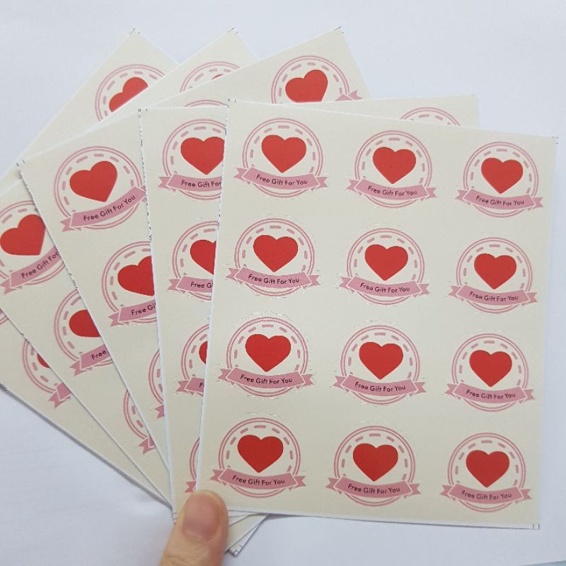 60/120 Pcs Lovely Sweet Heart Free Gift Sticker Yellow Hadiah Percuma ...