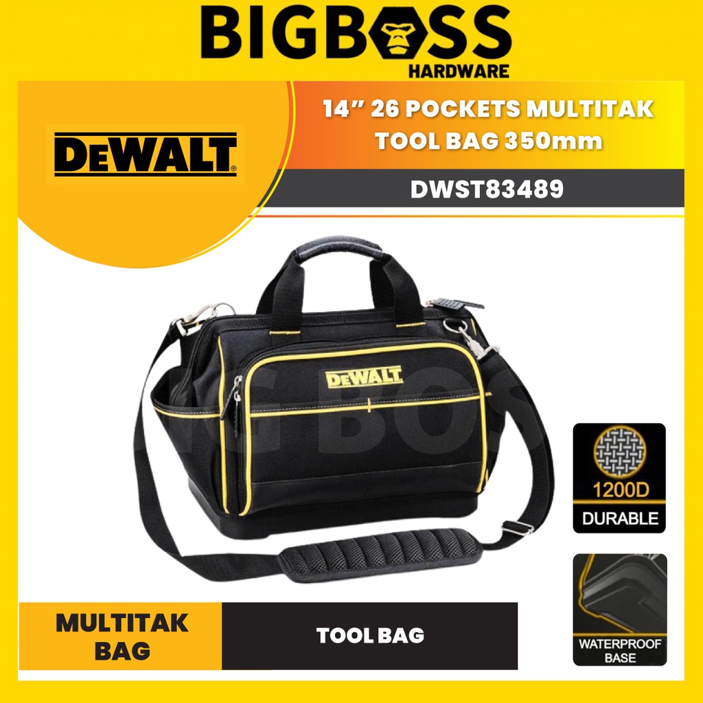 Dewalt DWST83489 14in 26 Pocket Multitak Bag / Tool Bag / Hand Tool Bag / multi-compartment tool ...