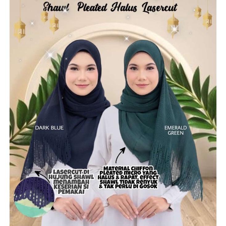 Shawl Raya 2022 Shawl Crush Halus Lasercut | Shopee Malaysia