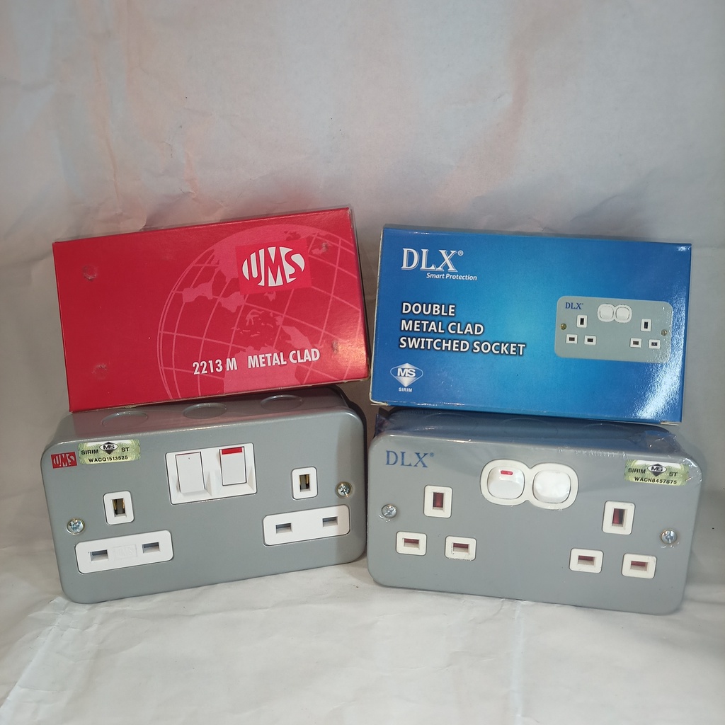 13AMP DOUBLE METAL SWITCH SOCKET METAL CLAD UMS 2213M DLX D6022 ...