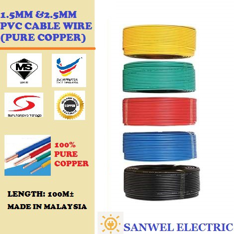 MILLION 1.5 & 2.5 PVC Insulated Cable with Sirim (100% Pure Copper ...