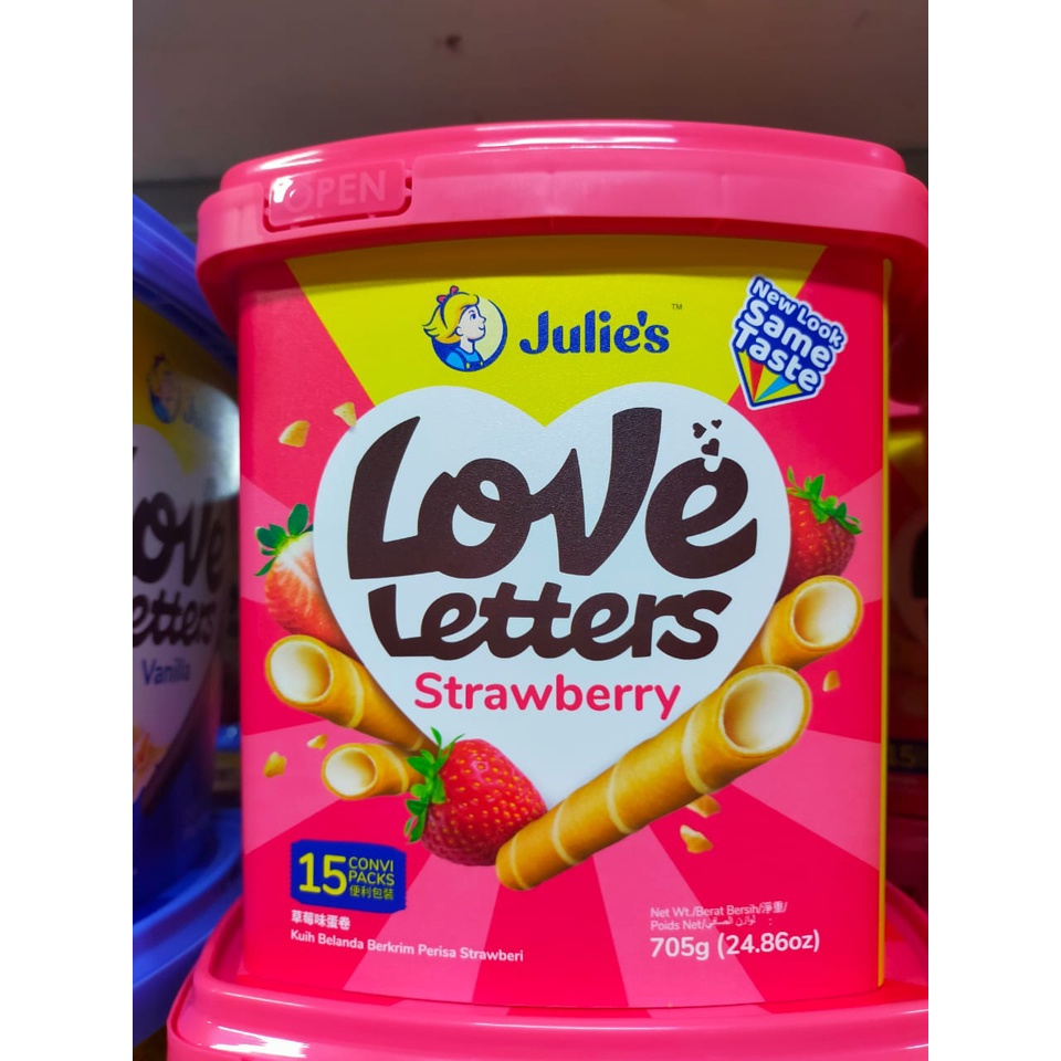 Julie's Love Letter Cream Wafer Stick Strawberry - 705g (15 sachets ...