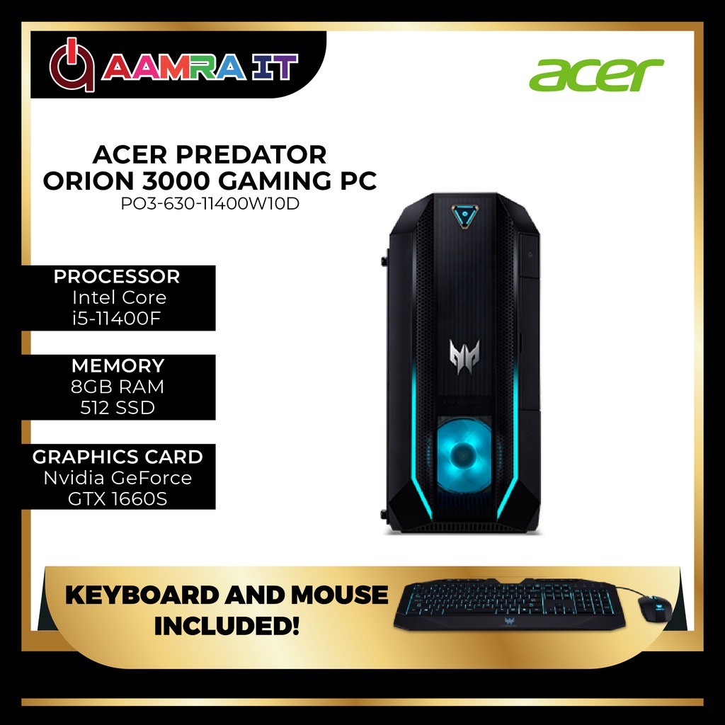 ACER PREDATOR ORION 3000 PO3-630-11400W10D GAMING DESKTOP PC (I5-11400F ...