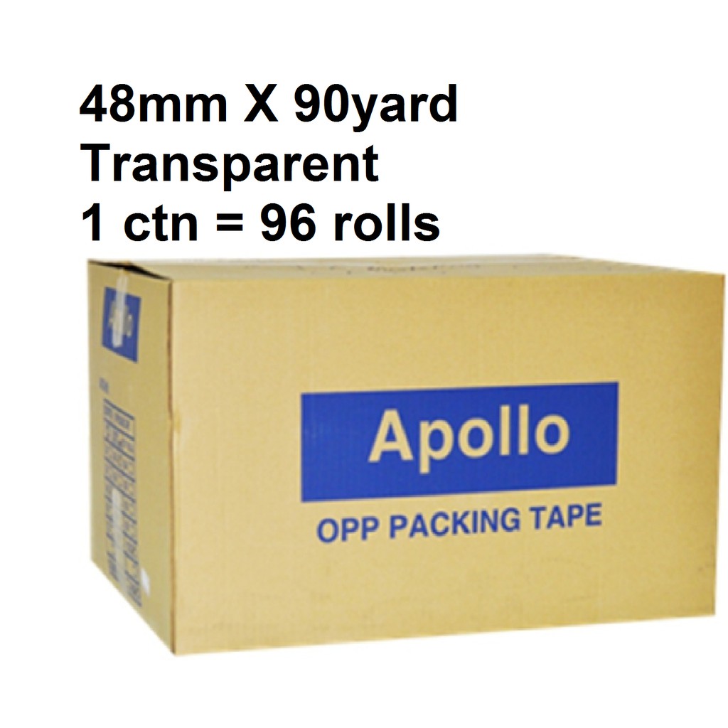 APOLLO 48MM x 90 YARD TRANSPARENT OPP TAPE / PACKING TAPE (1 CARTON x ...