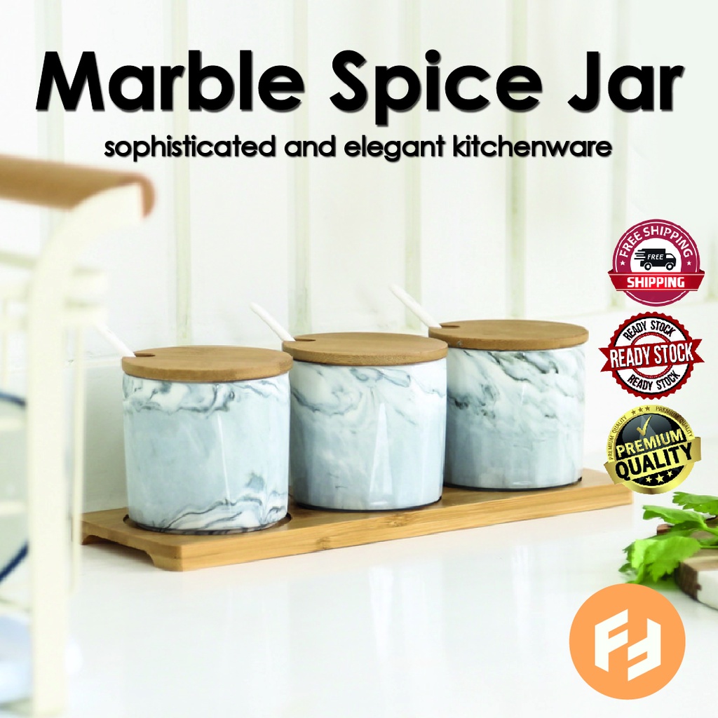 Nordic Marble Series Luxury Kitchen Ceramic set Seasoning spice jar ...
