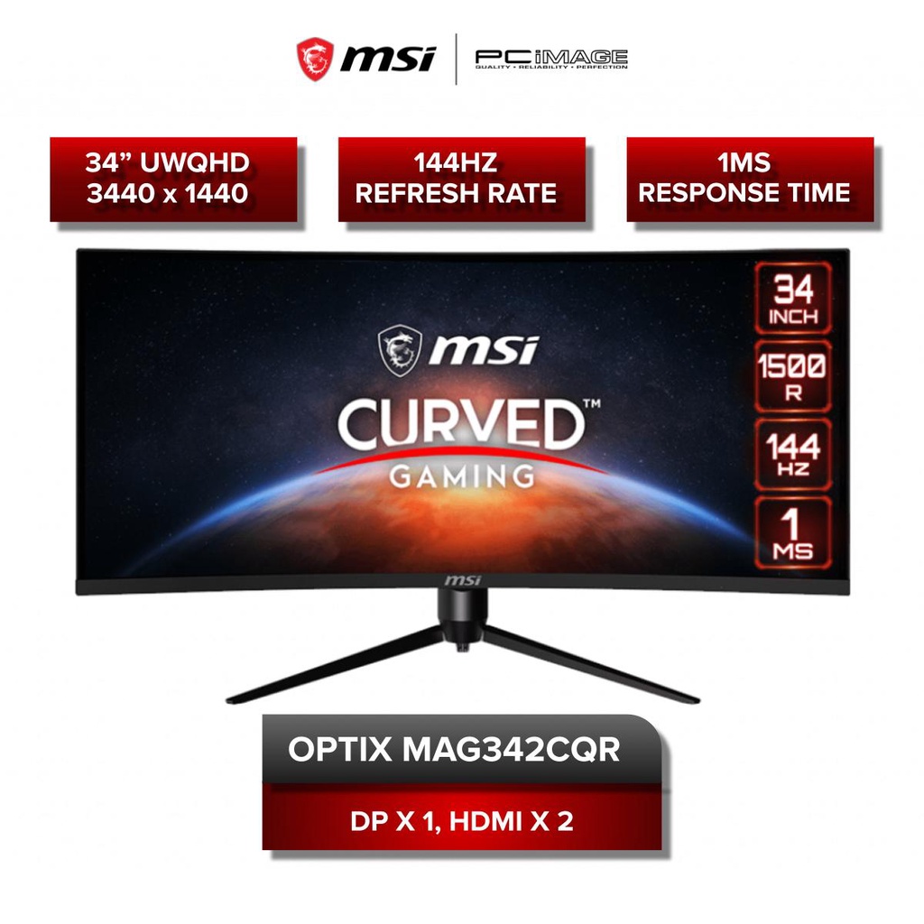 MSI Optix MAG342CQR VA Gaming Monitor (1MS/21:9/144Hz/Curved 34 ...