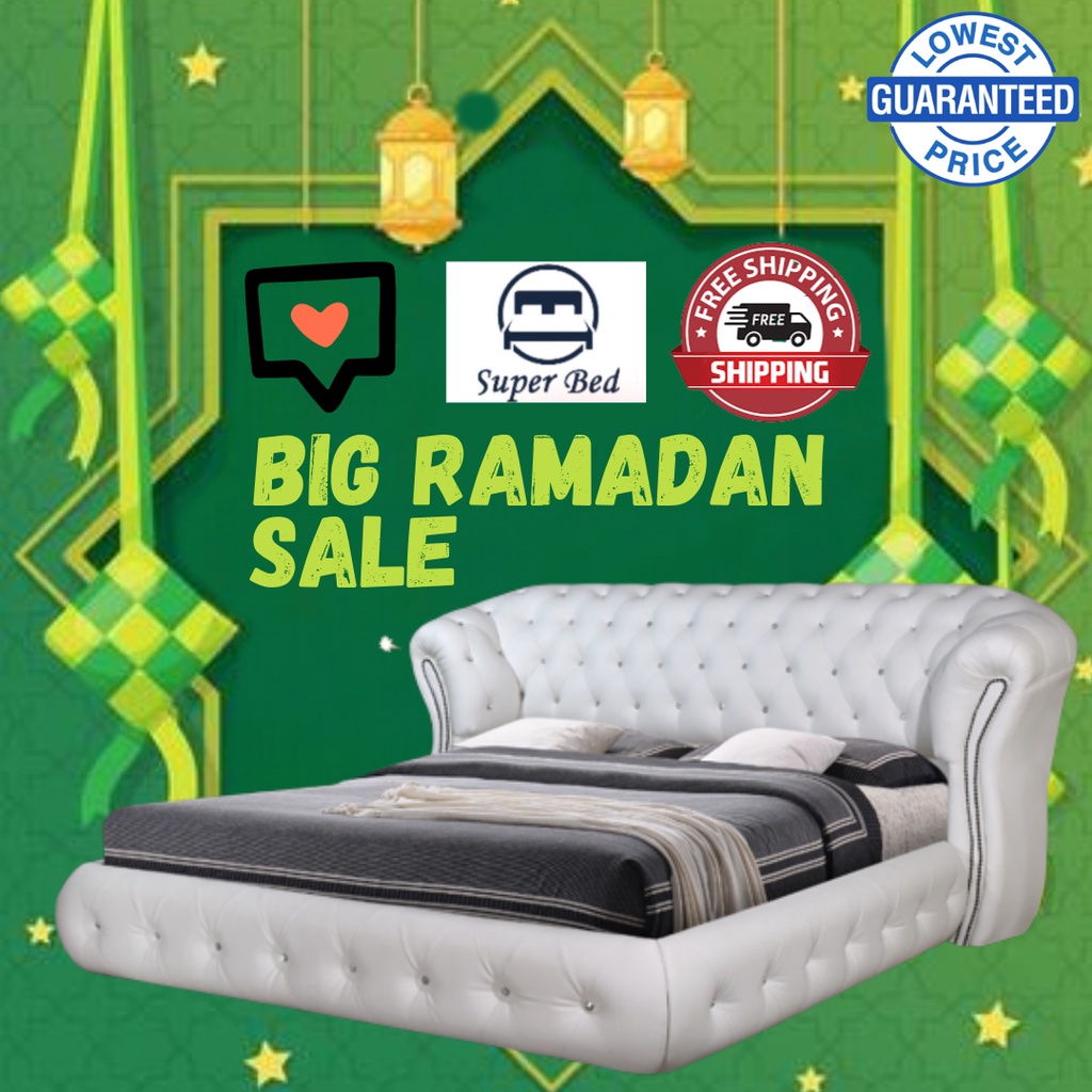 Super Bed SS111 High Quality Solid Wood Bed Frame Set Headboard With
