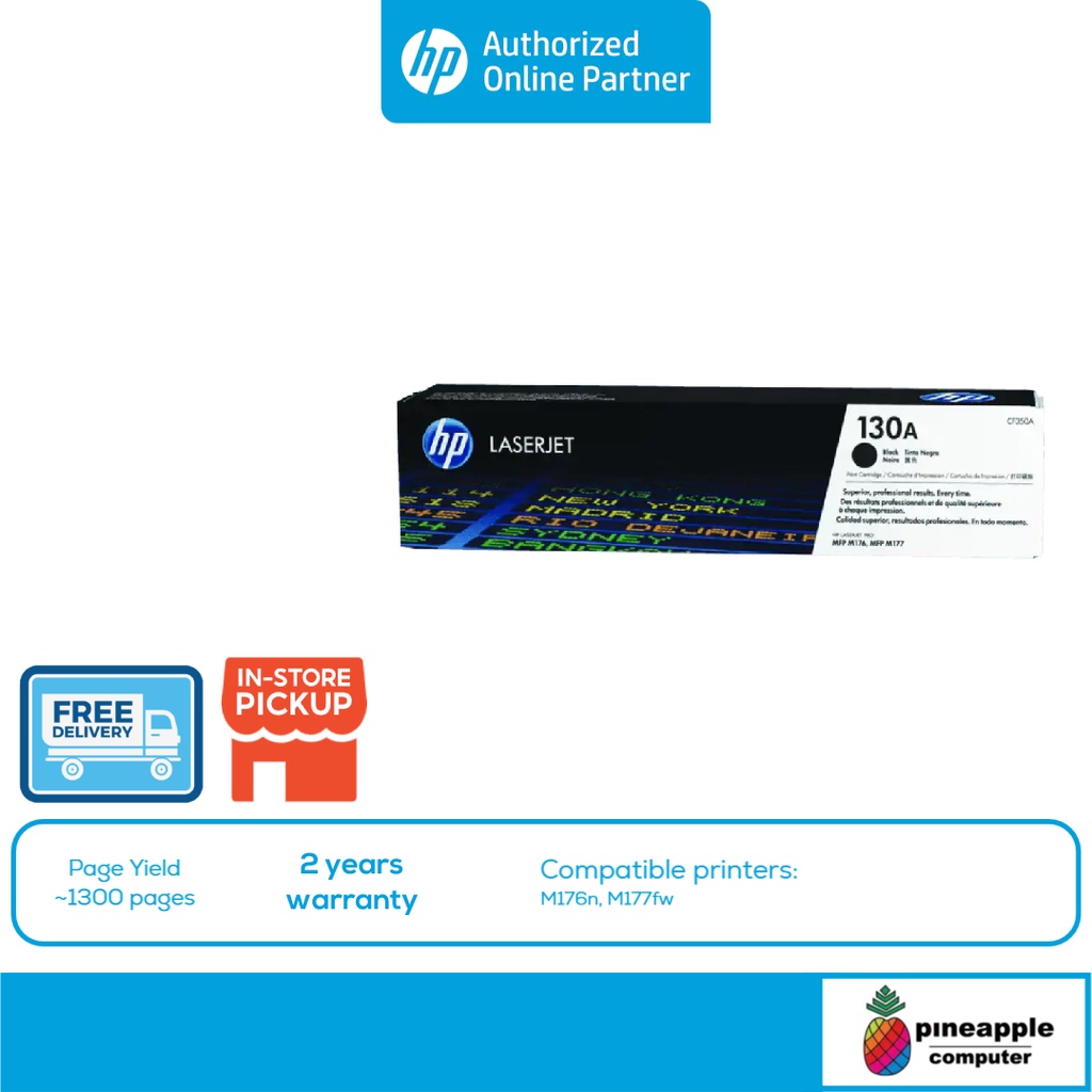 HP 130A Black Original LaserJet Toner Cartridge (CF350A) laser toner ...
