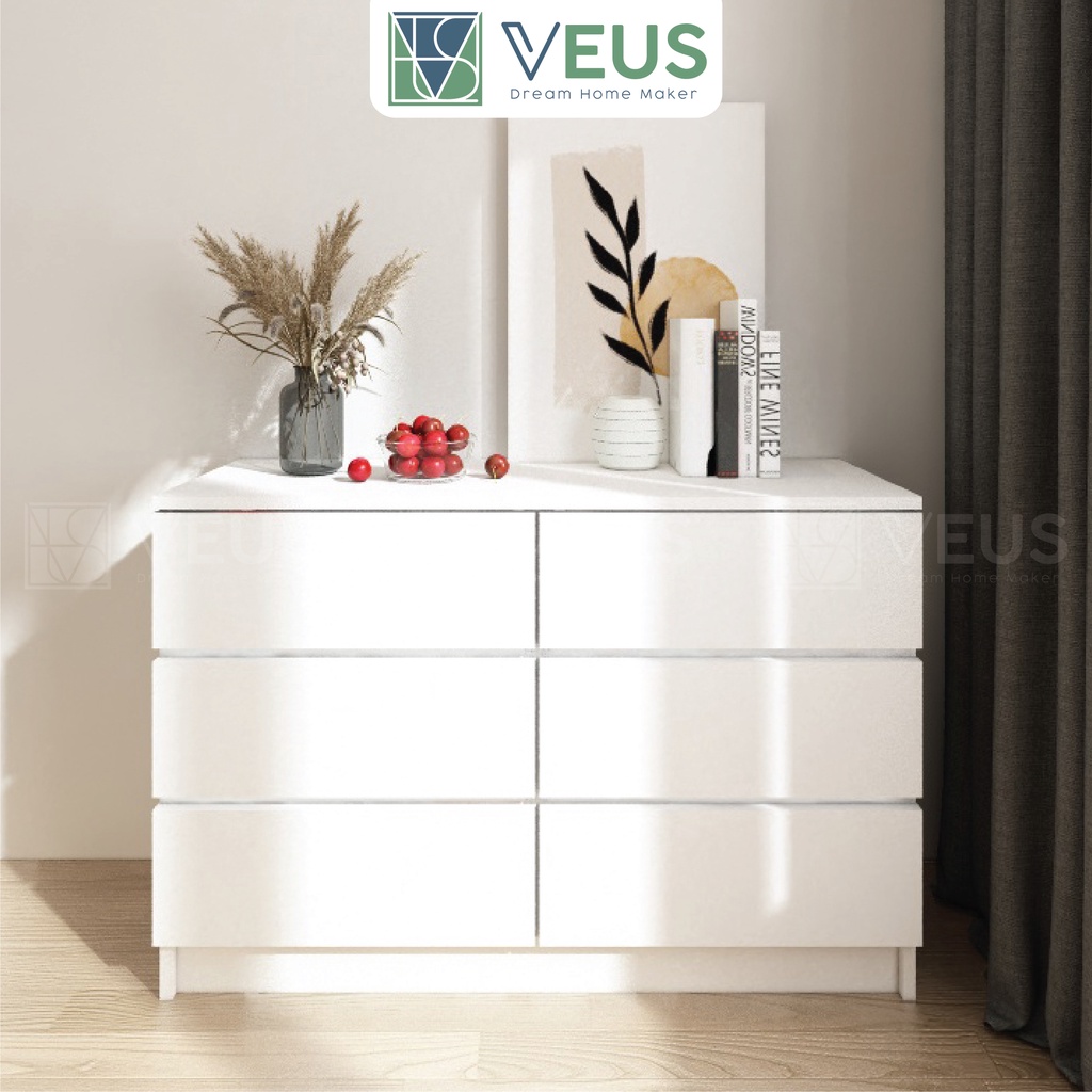 Veus Donar Chest Drawer 6 Layer Storage Wardrobe Almari Putih Baju ...
