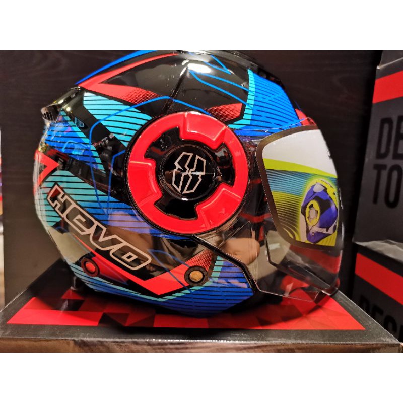 HEVO HELMET OF729 BlueRed | Shopee Malaysia
