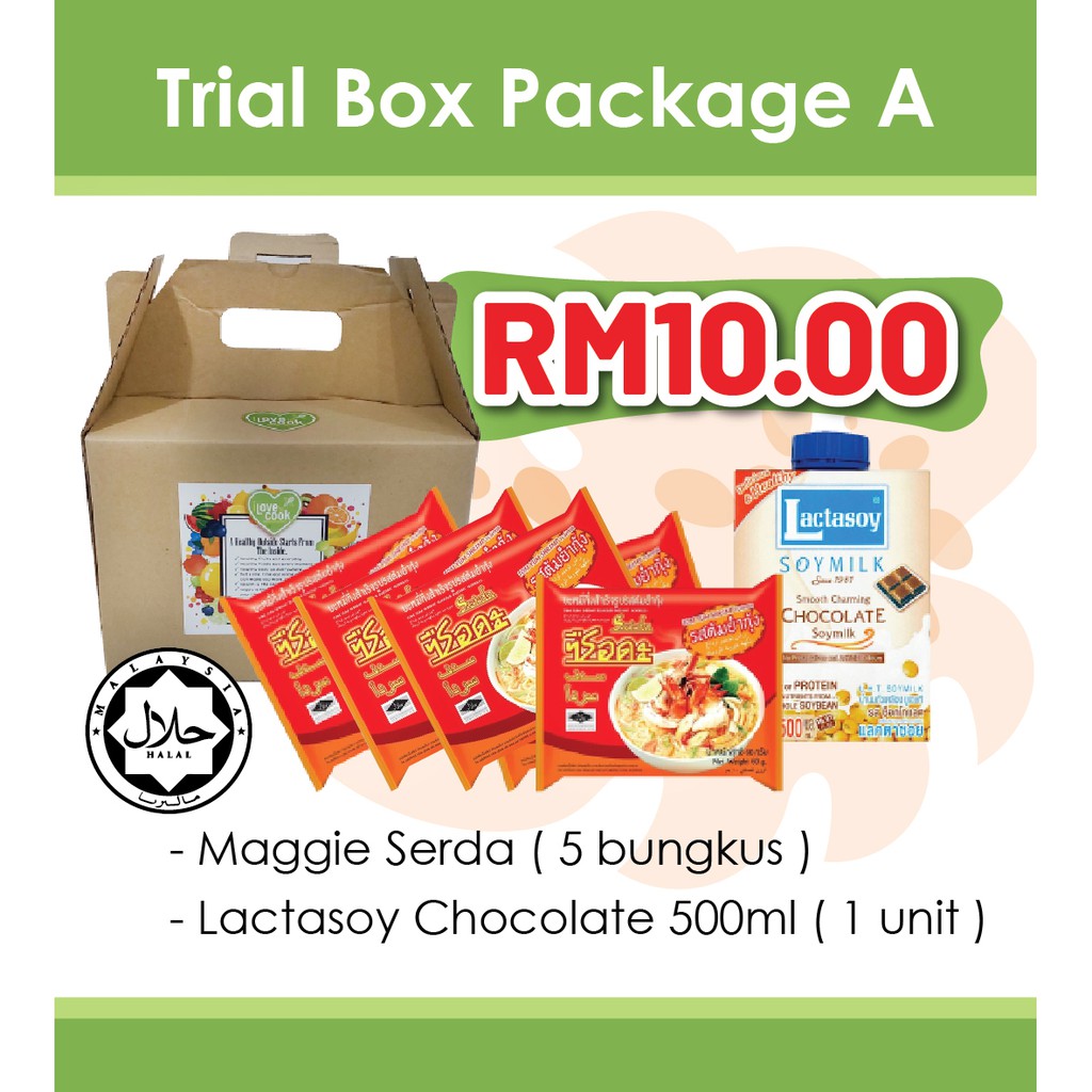 Trial Box Package A (Maggie Serda 5pack & Lactasoy Chocolate 500ml 1 ...