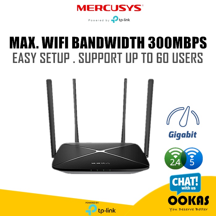 Mercusys Powered By TP-Link AC1200 Gigabit Dual Band 5GHz + 2.GHz ...