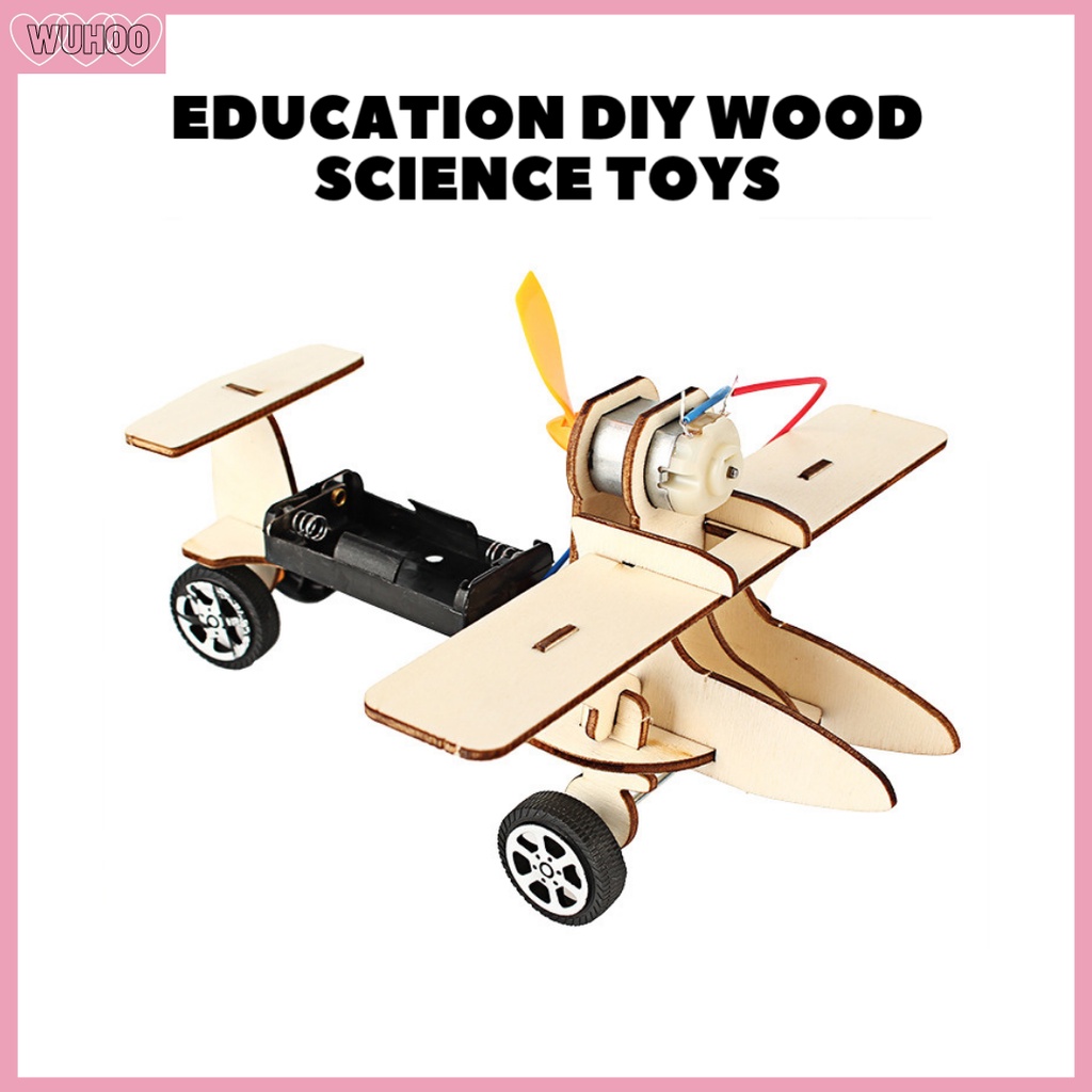 STEM EDUCATION DIY Creative Electric Aircraft Scientific Toys Kit Wooden Educational Science ...