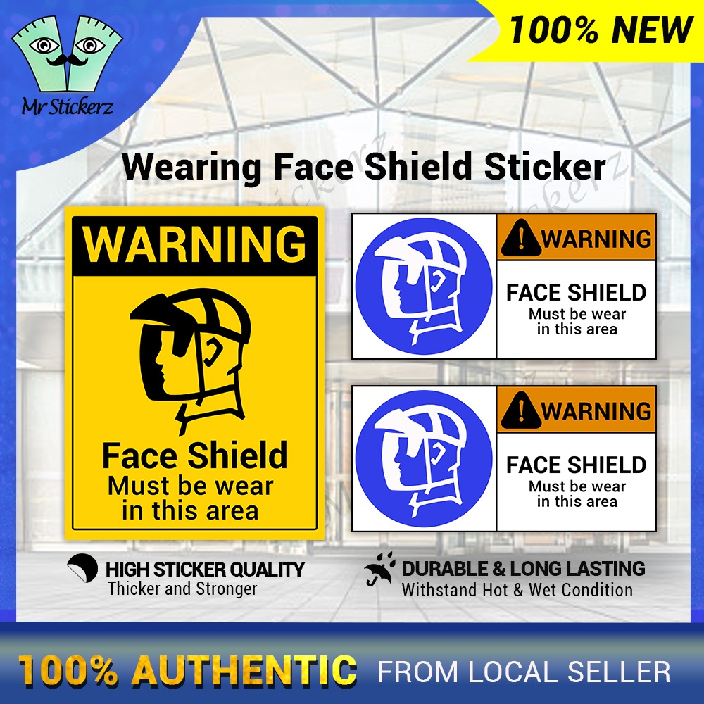 Wearing Face Shield Warning Sign Sticker Self Hygiene for Health ...