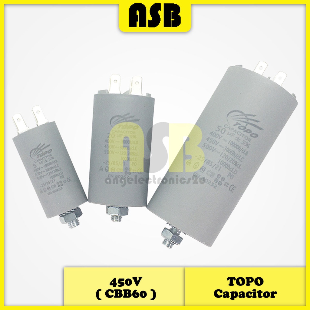 (1pc) TOPO Capacitor 450V ( CBB60 ) ( 20UF , 25UF , 30UF , 40UF , 45UF ...