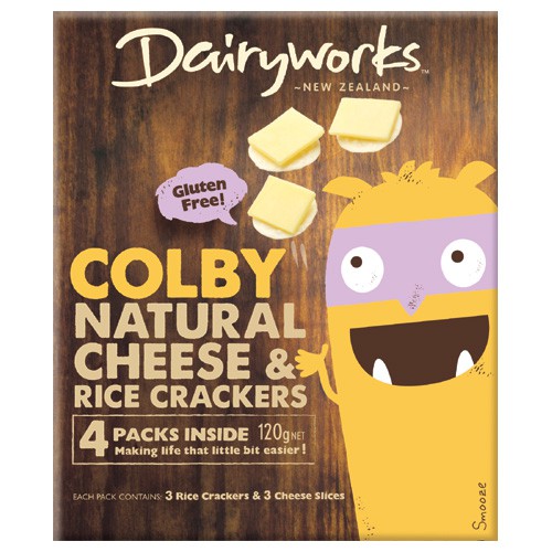 Dairyworks Colby Natural Cheese & Rice Crackers 4 packs 120g Kids ...