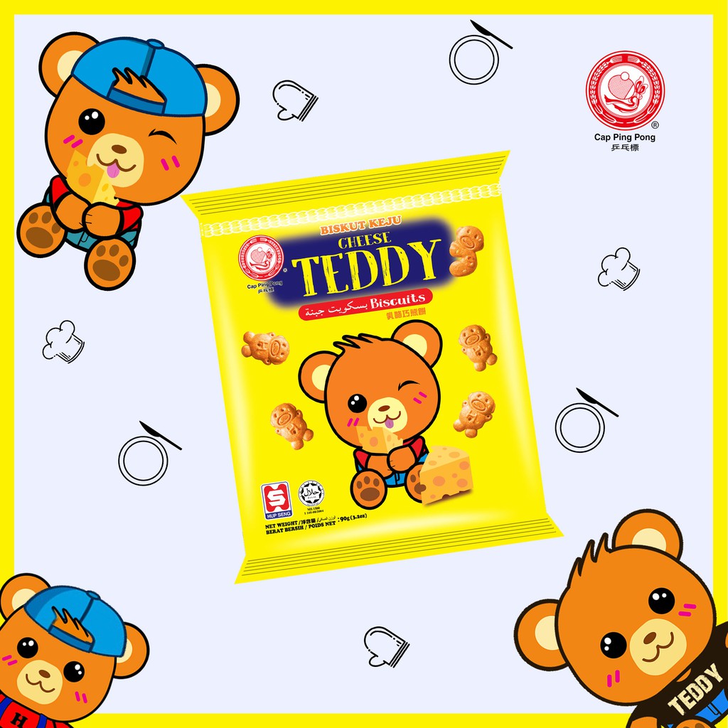 Hup Seng Ping Pong Cheese Teddy Biscuit (90g) | New PGMall