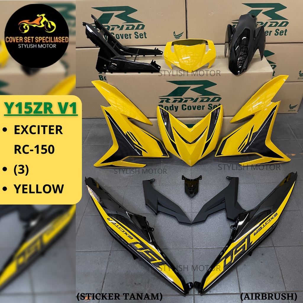 (STICKER TANAM/AIRBRUSH) RAPIDO COVER SET Y15 Y15ZR V1 V2 EXCITER RC-150 (3) YELLOW | Shopee ...