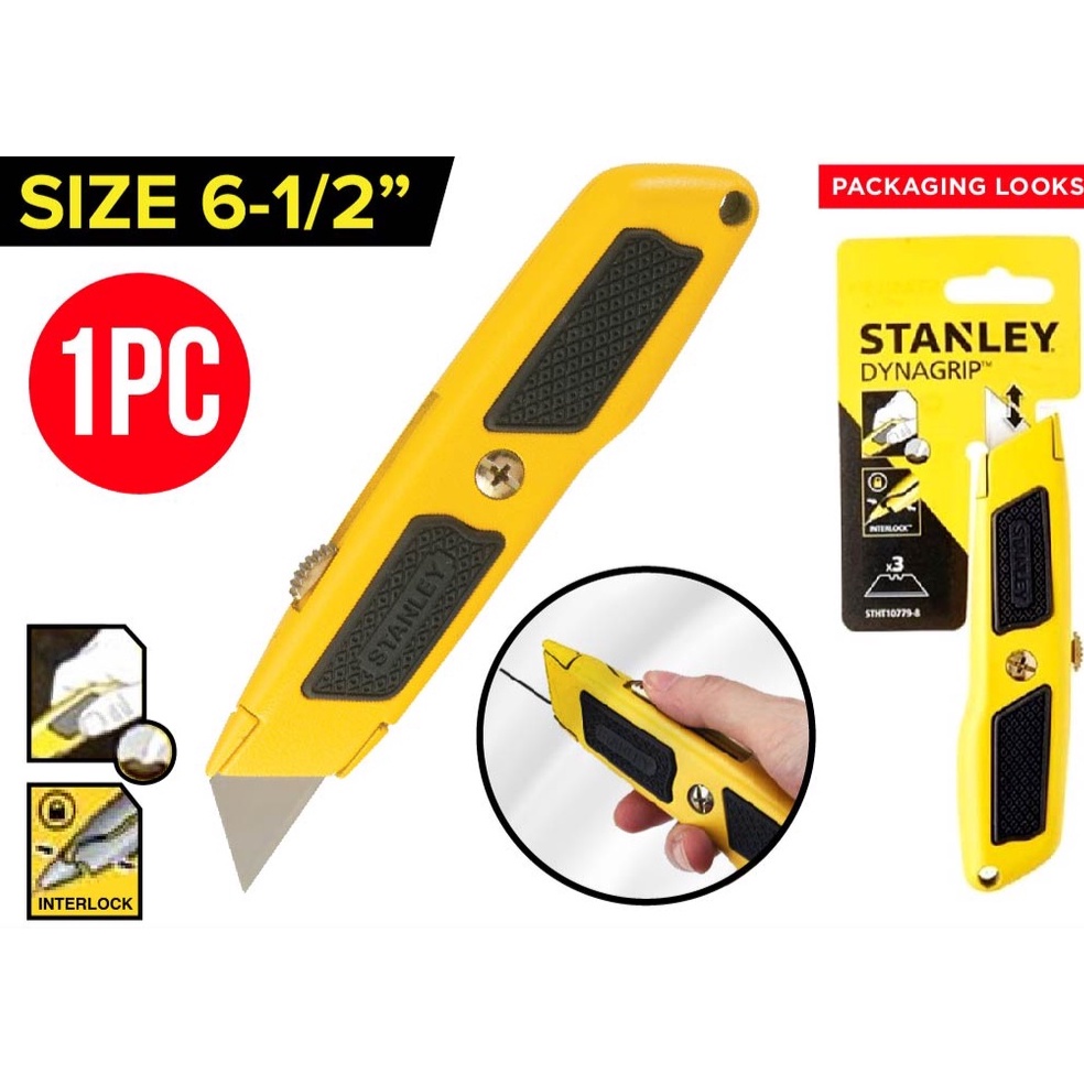 STANLEY STHT10779-8 DYNAGRIP RETRACTABLE UTILITY CUTTER 6 1/2" | Shopee ...