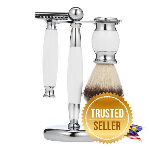 Zinc Alloy Shaving Razor Brush Holder Stand 3-In-1 Shaving Tool Kit ...