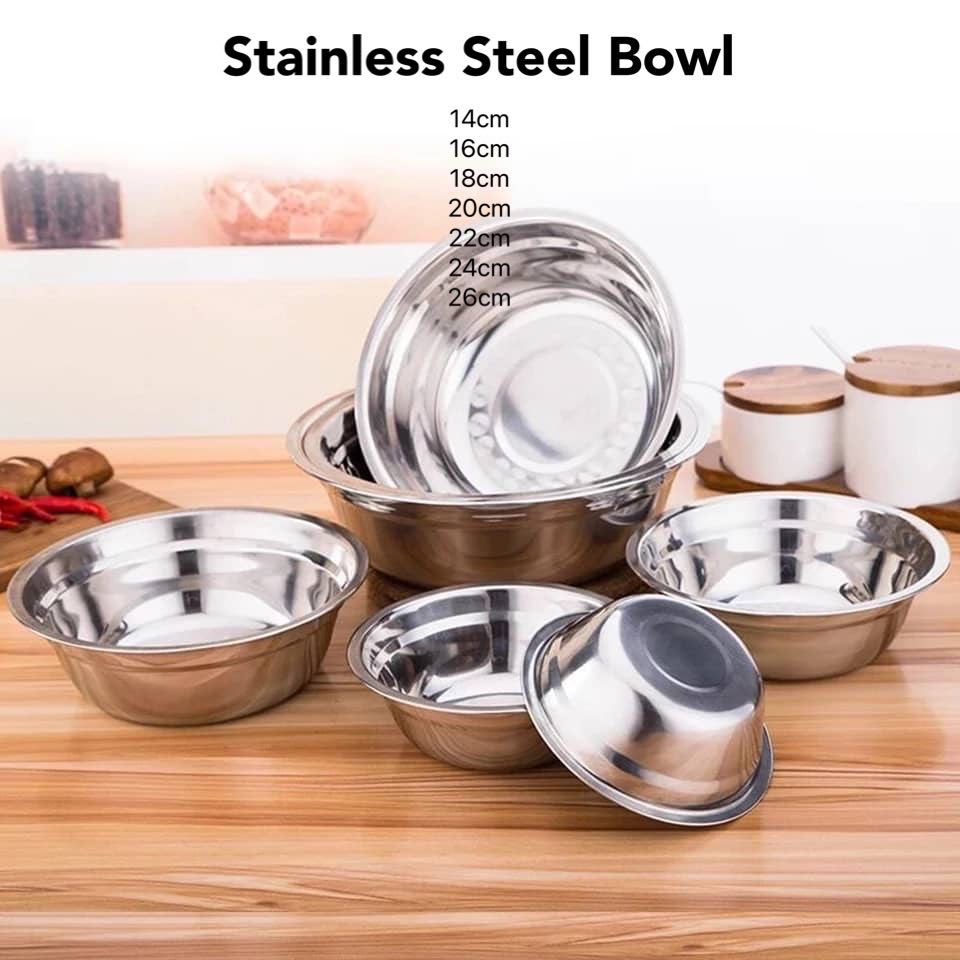 Stainless Steel Bowl Kitchen Tool/Alatan-alatan Dapur Mangkuk (14cm ...