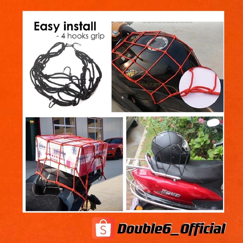 Motorcycle Net Flexi Helmet Net Stretchable Cord Jaring Motor Hemlet ...
