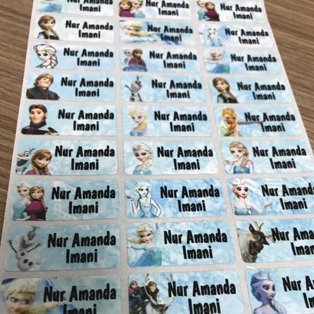 Sticker nama waterproof (frozen) | Shopee Malaysia