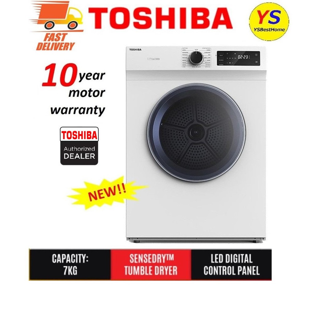 Toshiba TD-H80SEM 7kg Clothes Tumble Dryer Sense Dry Air Vented 7.0KG ...