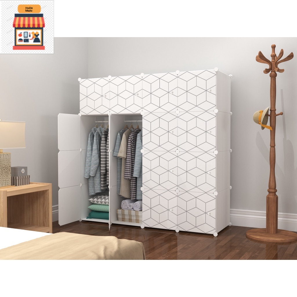WHITE 16C Almari Karton DIY Children Cartoon Cabinet Wardrobe Foldable ...