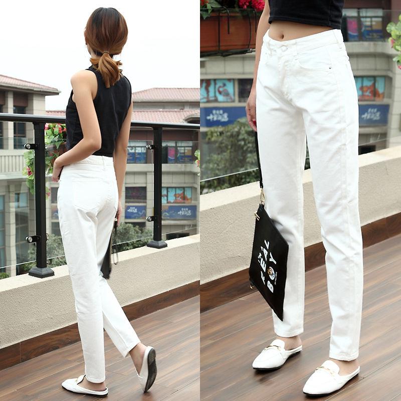 New High Waist Slim Women White Jeans & Denim Trousers & Denim Pnats ...