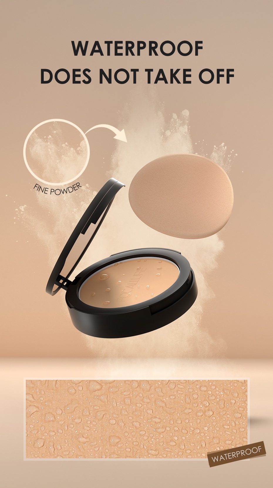 FOCALLURE Oil Control Pressed Powder Matte With Sponge & Mirror Setting ...