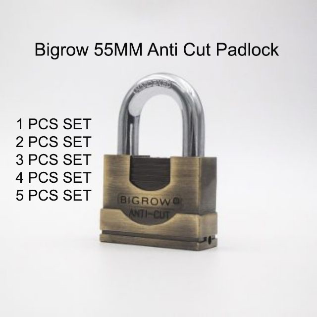 [ 1 UNIT ] BIGROW Brass Body Anti-cut System Padlock/Security Lock ...