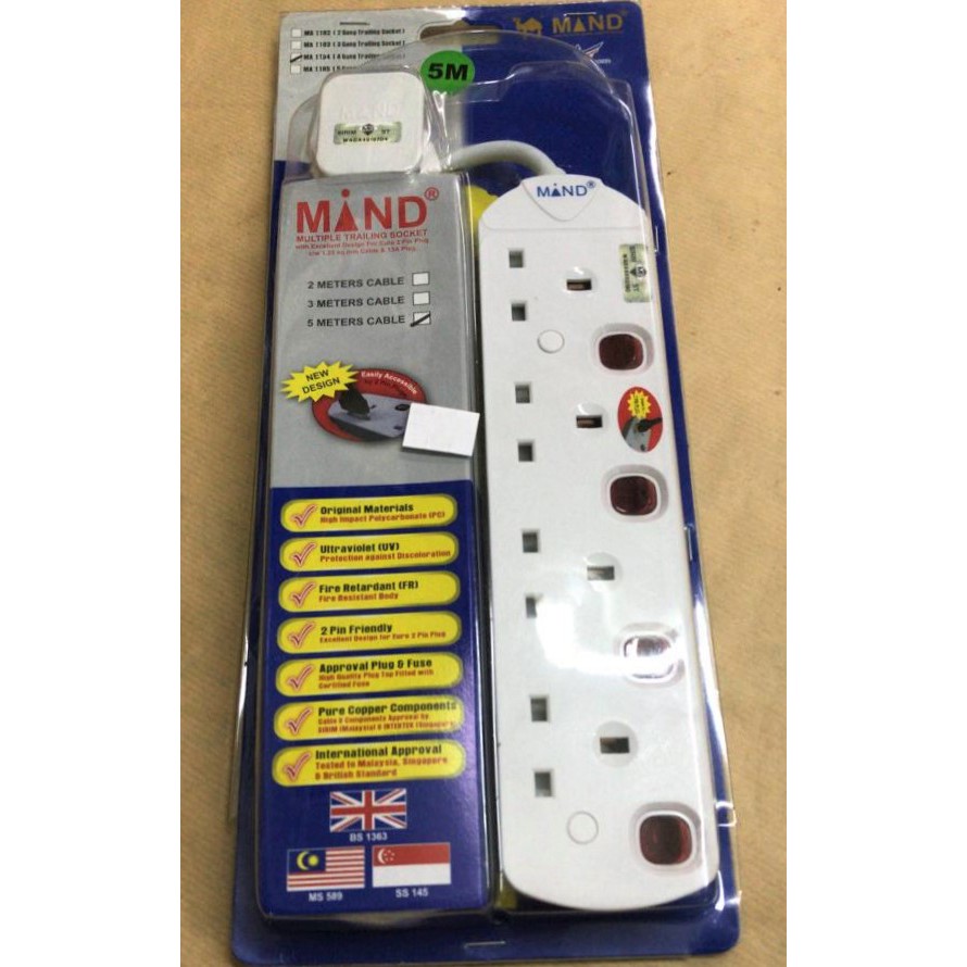 Mand Multiple Trailing Socket (4 Gang Trailing Socket) | Shopee Malaysia