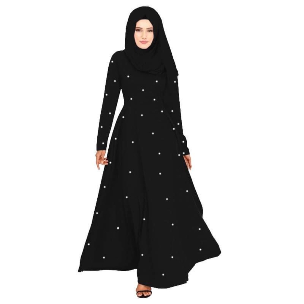 High Quality Plain Jubah Muslimah Ishaa with Front Starletz Batu Iron ...