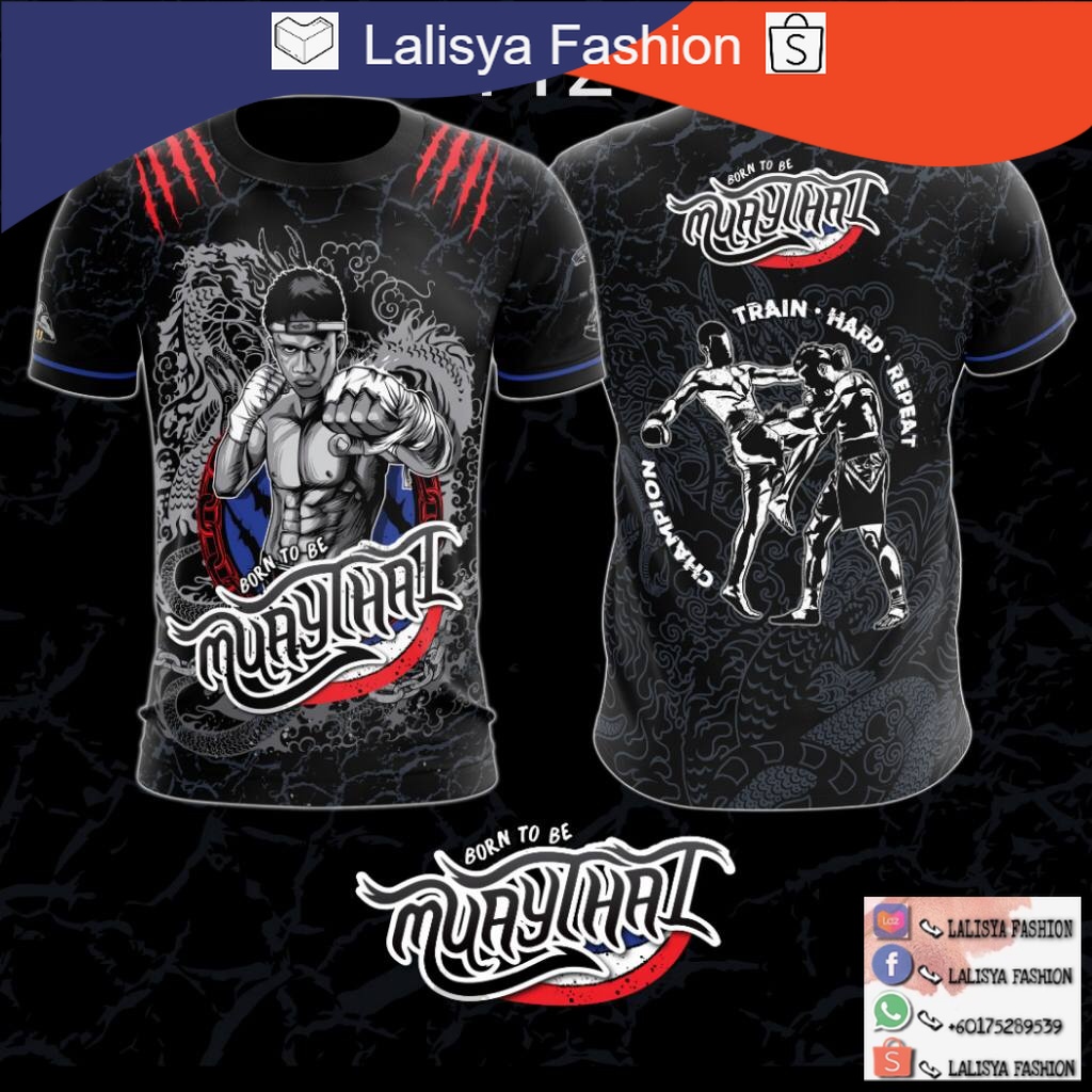 Sublimation T-Shirt Muay Thai Baju Boxing Microfiber Training Shirt for ...