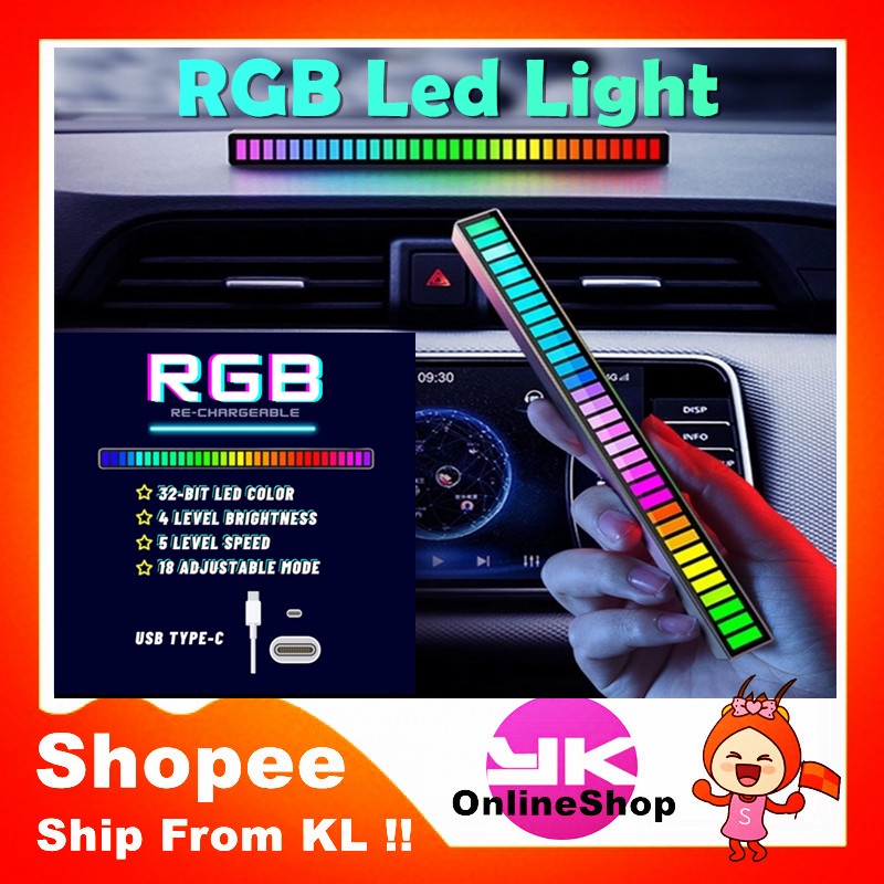 (Ship Out Selangor)Rechargeable RGB Lampu Musik LED Music Rhythm Light ...