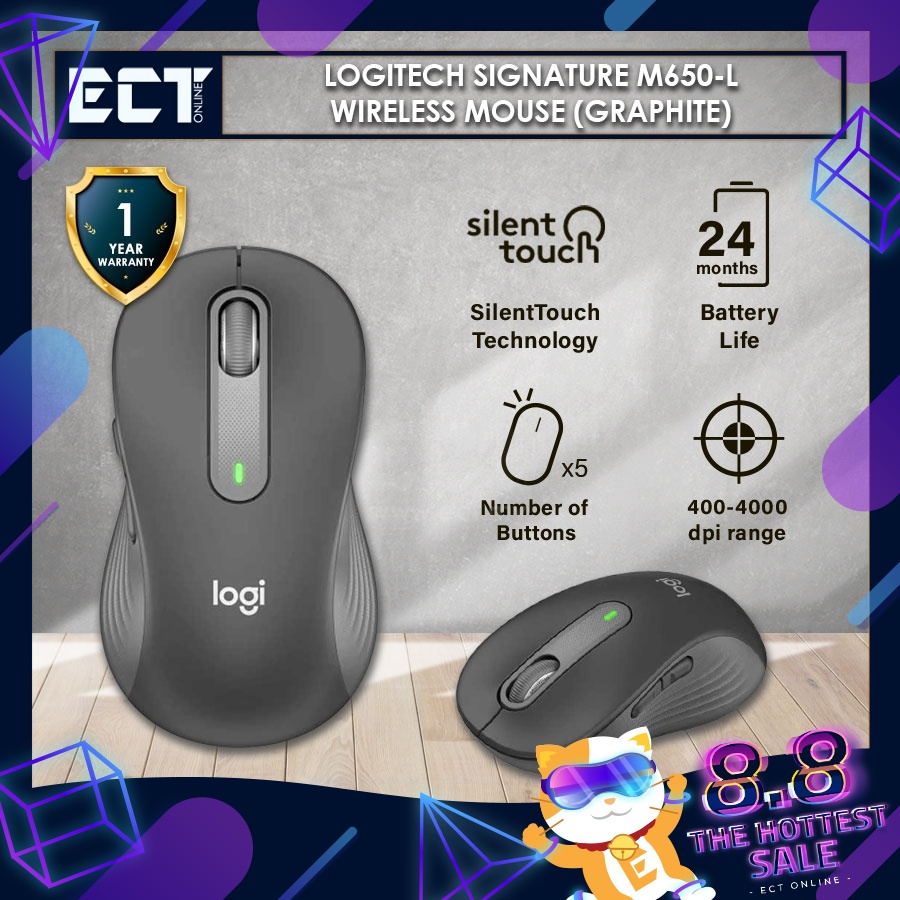 Logitech Signature M650-L Wireless Mouse (Graphite) | Shopee Malaysia