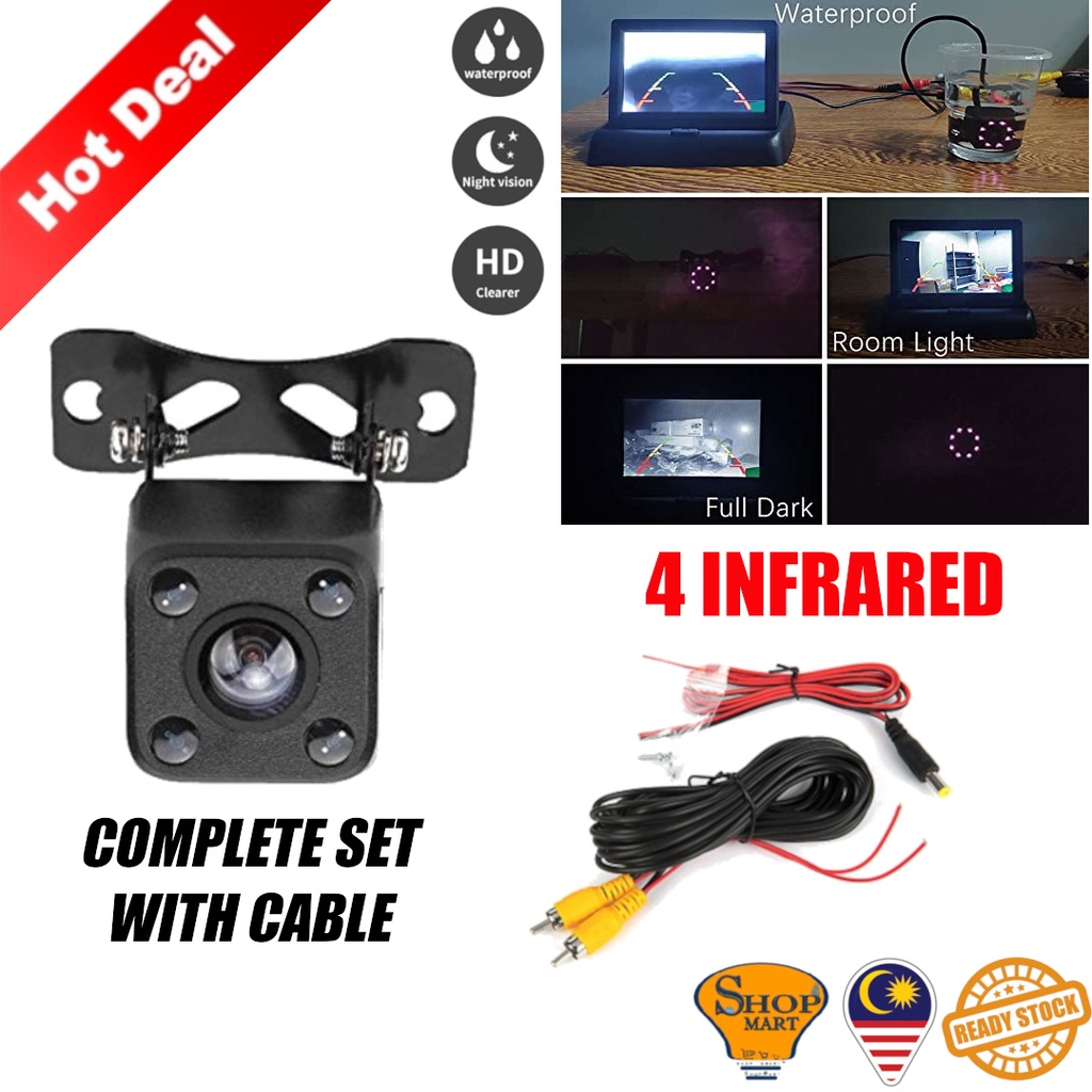 Car Reverse Camera 4 Infrared Chip Full HD Night View Vision Waterproof ...