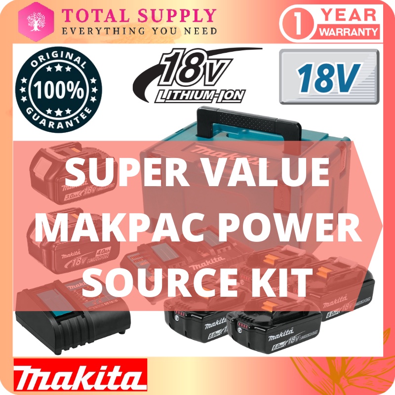 MAKITA 18V BATTERY CHARGER WITH MAKPAC CONNECTOR TOOL BOX FOR POWER TOOLS SOURCE KIT MKP1RF181 ...